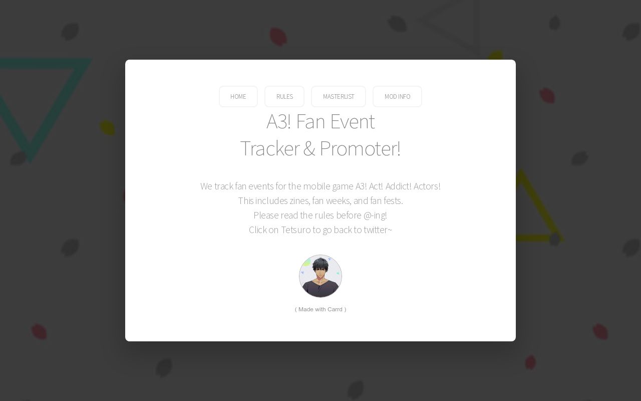 A3! Fan Event Tracker